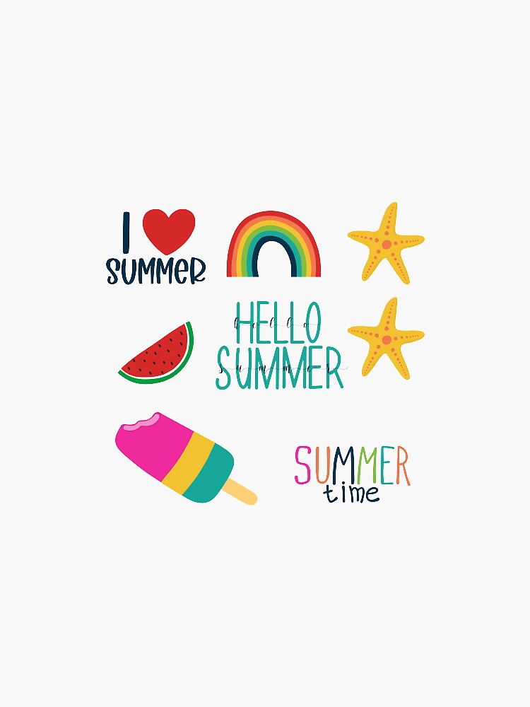"Hello Summer Sticker Pack " Sticker by jessicacamper | Redbubble