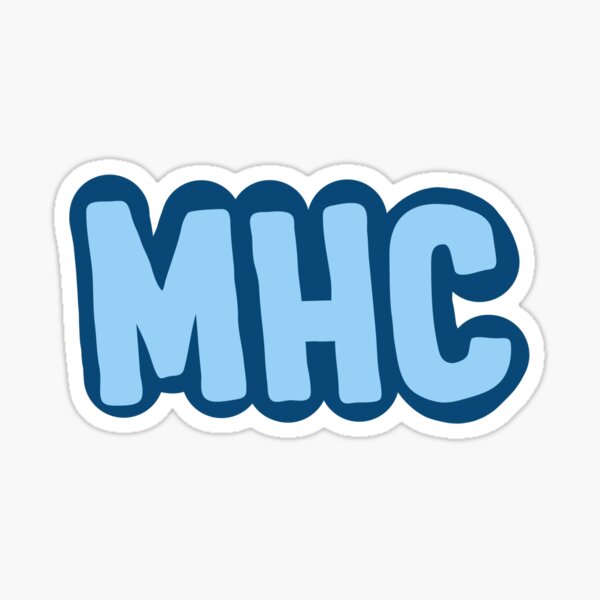 "mhc light blue bubble letters sticker " Sticker for Sale by catholivia ...