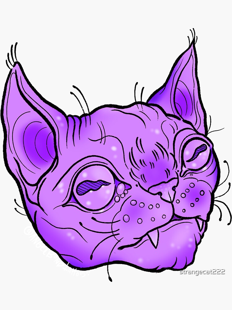 "SPINKS - Purple Puss - Sphynx Curio Cat " Sticker for Sale by ...