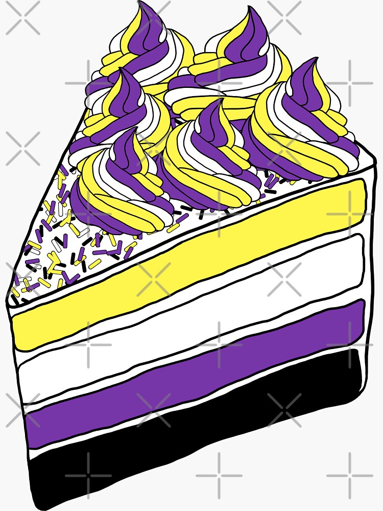 "Nonbinary Pride Cake" Sticker for Sale by loki-doki-choki | Redbubble