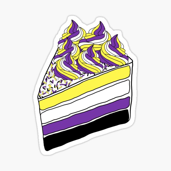 "Nonbinary Pride Cake" Sticker for Sale by loki-doki-choki | Redbubble
