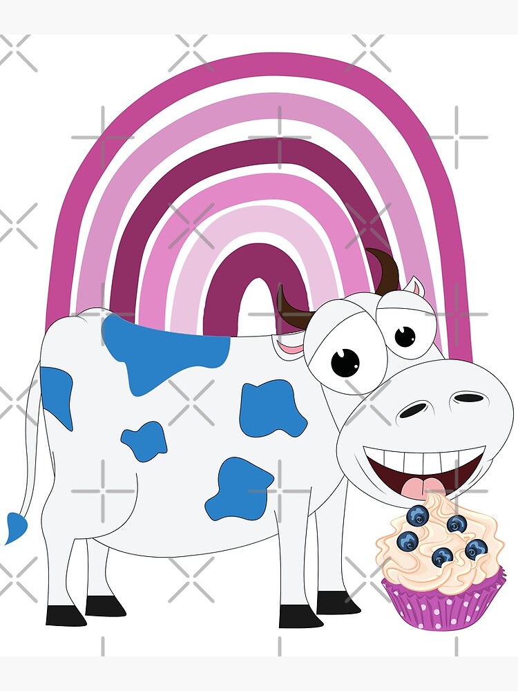 "Blueberry cow loves blueberry muffin under the rainbow | Cow love ...