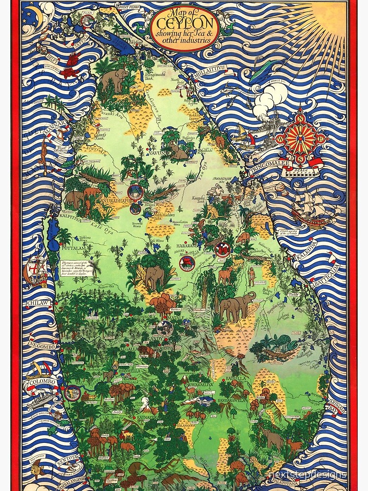 Cuaderno de espiral «Mapa de la isla de Ceilán, mapa de Sri Lanka, 1933 ...