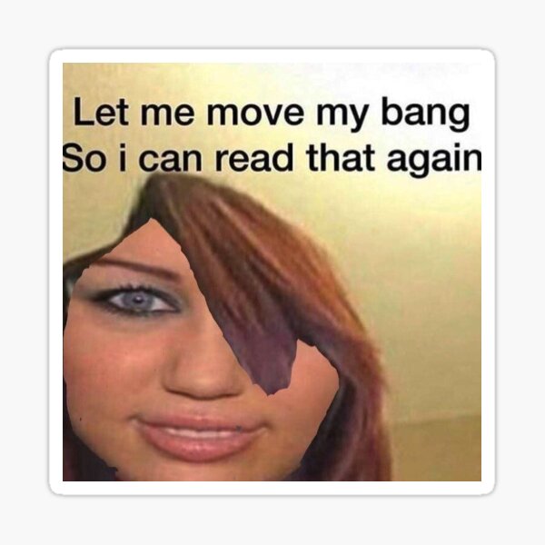  let Me Move My Bang So I Can Read That Again Sticker Sticker For Sale 