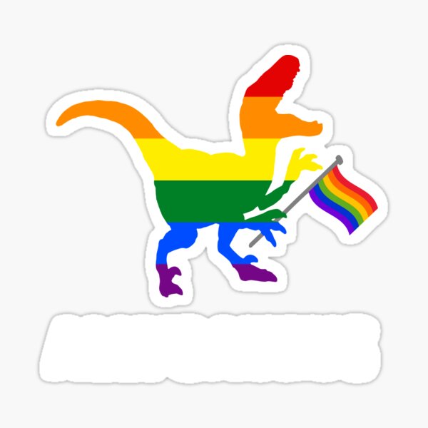 "Allysaurus Trans Ally T Rex Dinosaur Gay LGBTQ Pride Flag" Sticker for ...