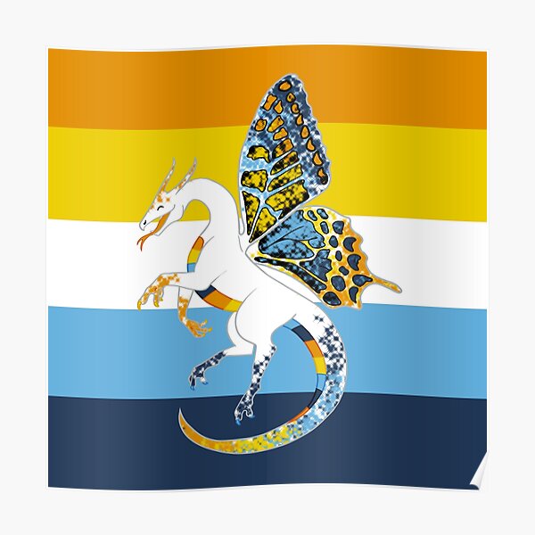 "AroAce Pride Fae Dragon With Flag" Poster for Sale by stupidmasky | Redbubble