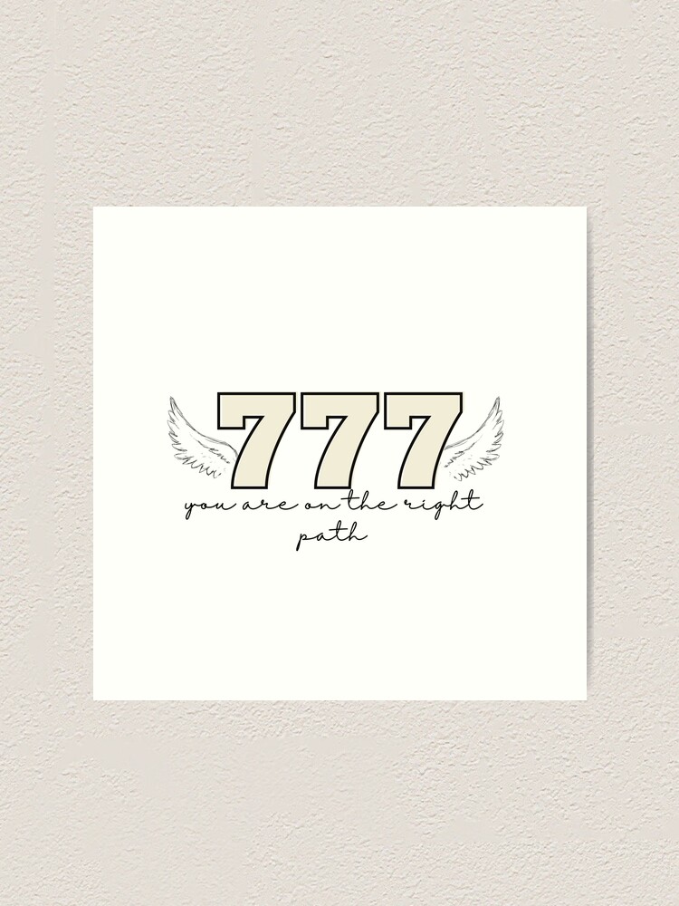 Lámina artística «Número angelical 777 con alas de plumas y el ...