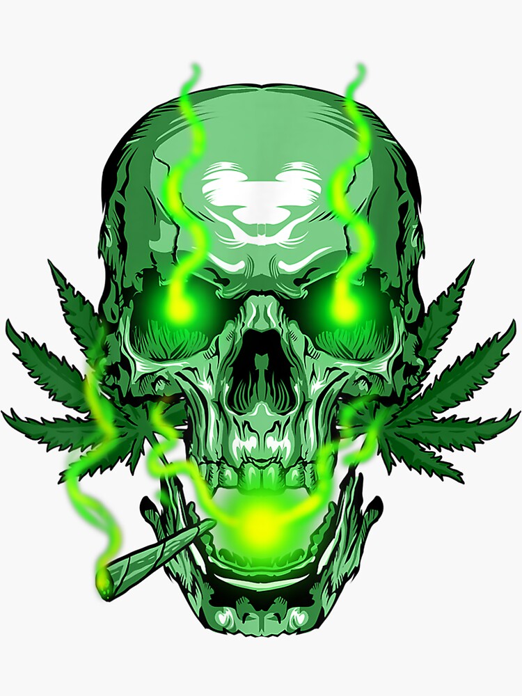 "cannabis 420 skull neon, Weed Sugar" Sticker for Sale by ...