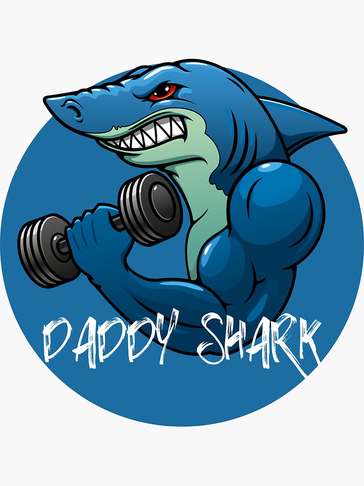 "Daddy Shark!!! (blue)" Sticker for Sale by SipNWear | Redbubble