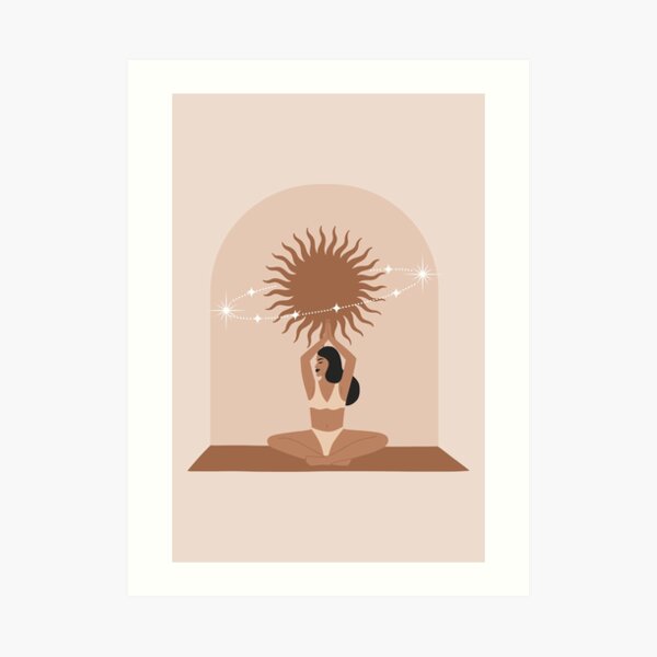 "Terracotta Yoga Pose | Boho Celestial Yoga Art" Art Print by ...