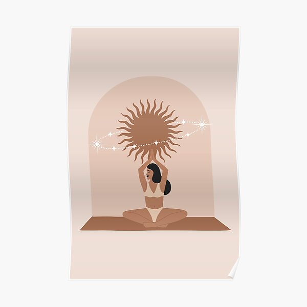 "Terracotta Yoga Pose | Boho Celestial Yoga Art" Poster for Sale by ...