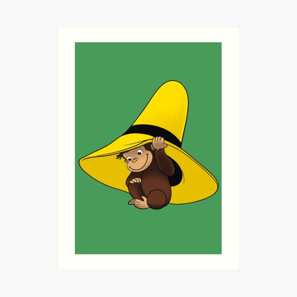 "Curious George and the big yellow hat" Art Print for Sale by monkey ...