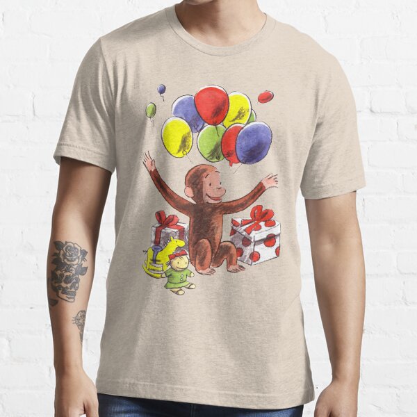 "Curious George birthday" T-shirt for Sale by monkey-merch | Redbubble ...