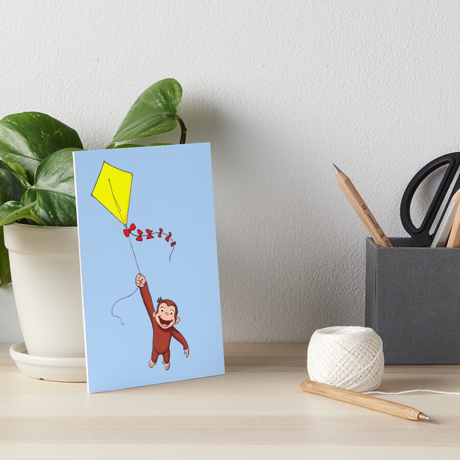 "Curious George flying a kyte" Art Board Print by monkey-merch | Redbubble