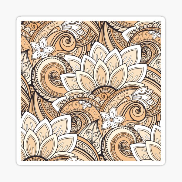 "Monochromatic Paisley Print with Vintage Floral Motifs" Sticker for ...