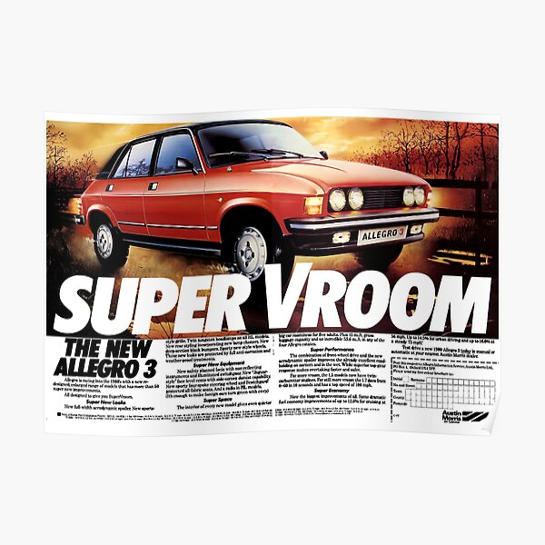 "AUSTIN ALLEGRO - ADVERT" Poster for Sale by ThrowbackM3 | Redbubble