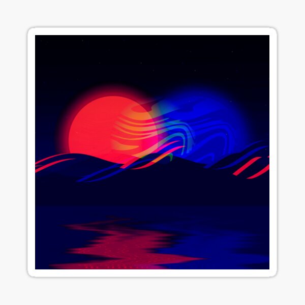 "Glitchy Red Moon" Sticker for Sale by Tropium-Designs | Redbubble