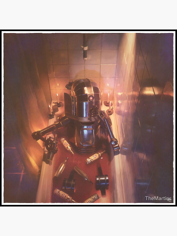 "Robot taking a bath - Concept Art / Digital art" Sticker by TheMartins ...
