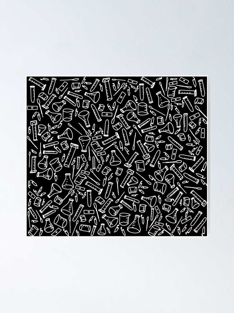 "Lab glassware, square--white on dark background" Poster for Sale by ...