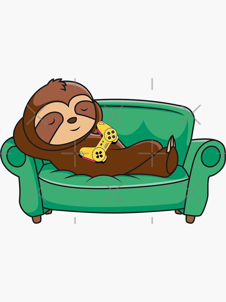 "Cute Lazy Gamer Sloth - Sloth Gamer" Sticker for Sale by BellaVille ...