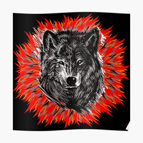 "FIRE WOLF" Poster for Sale by Karolj | Redbubble