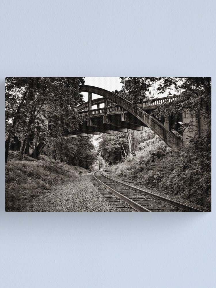 "Cotter Arkansas Railroad Tracks Under The Concrete Arch Bridge - Sepia ...