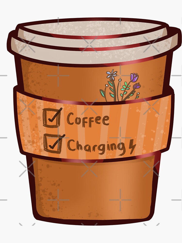 "Coffee Charging Illustration" Sticker by KookiePalette | Redbubble