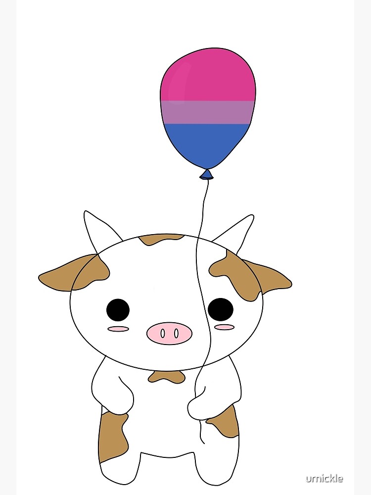 "Cow with bisexual pride balloon" Poster by urnickle | Redbubble