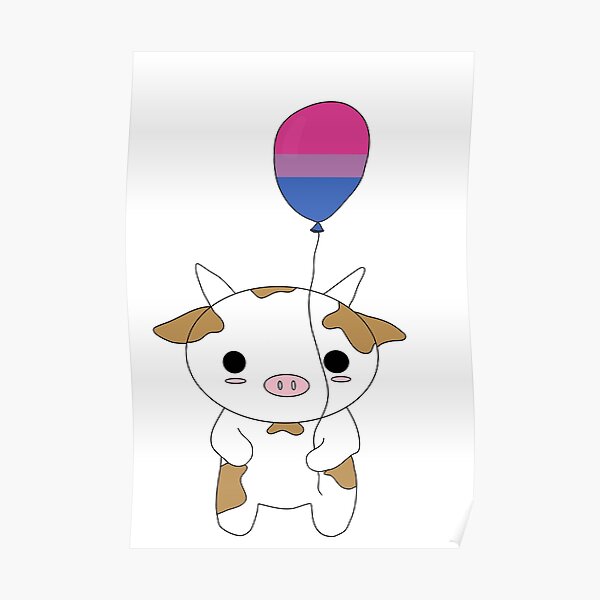 "Cow with bisexual pride balloon" Poster by urnickle | Redbubble
