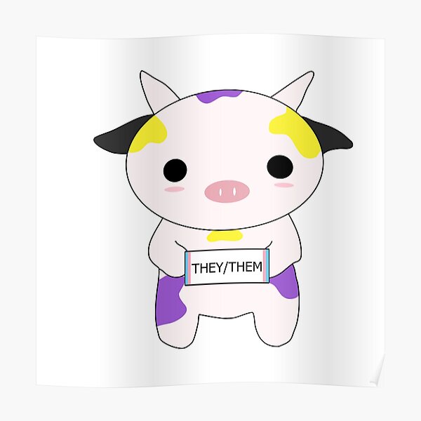 "They/Them Non-binary Cow" Poster for Sale by urnickle | Redbubble