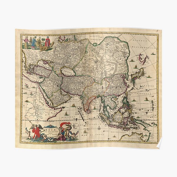 "Vintage Map of Asia (1689)" Poster for Sale by BravuraMedia | Redbubble