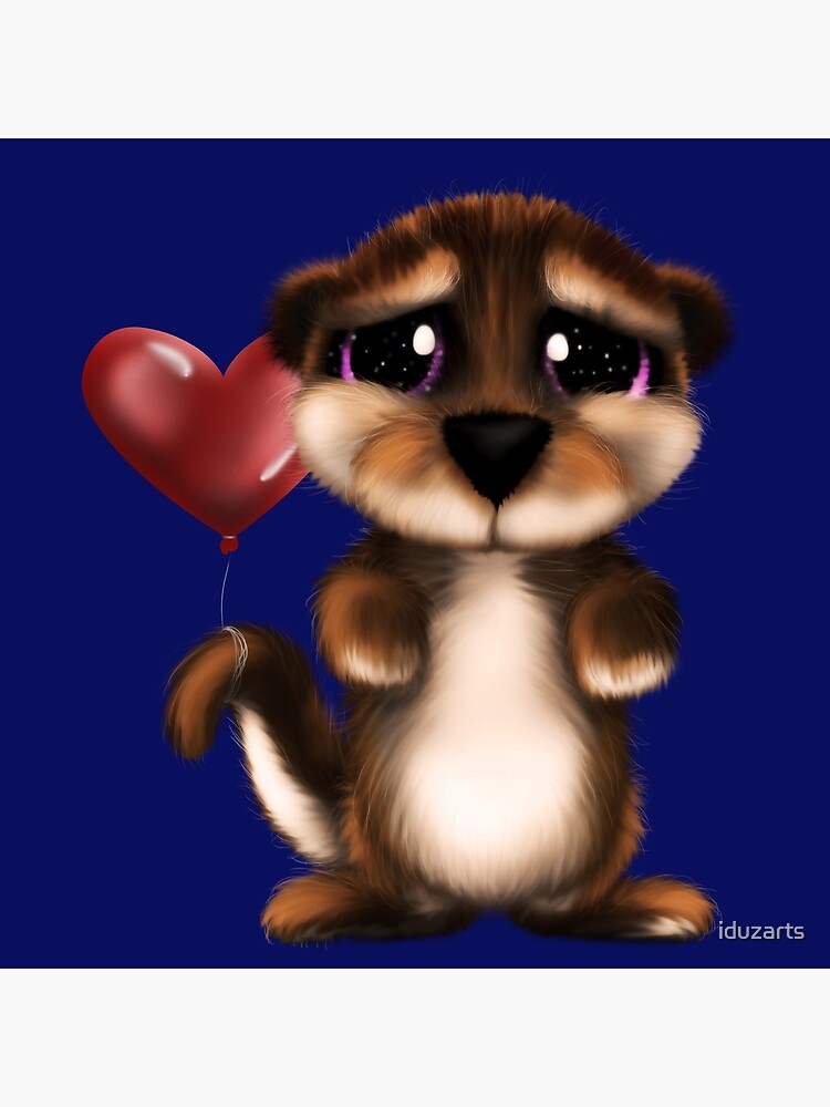 Lámina fotográfica «Adorable nutria peluda con brillantes ojos morados ...