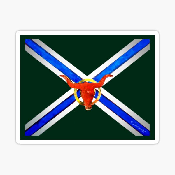 "Emerald and Blue Saltire highland oxen ring" Sticker for Sale by ...