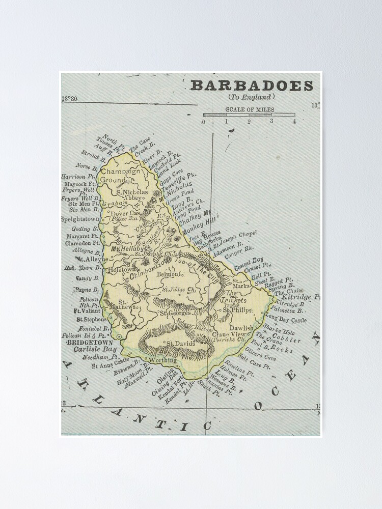"Vintage Map of Barbados (1901)" Poster for Sale by BravuraMedia ...