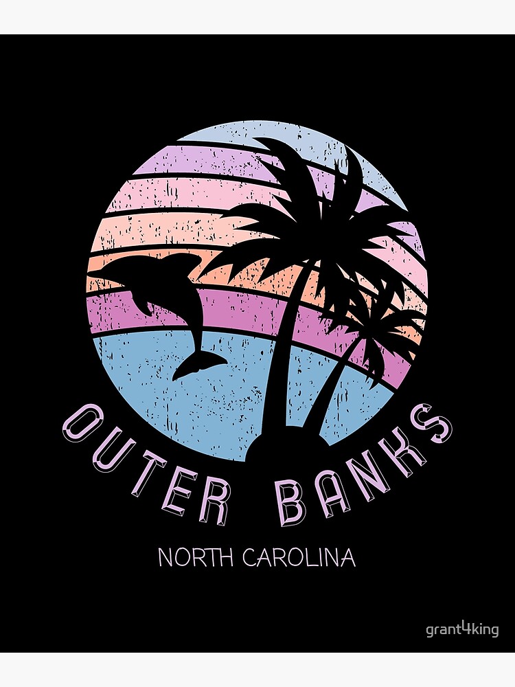 "OBX North Carolina Retro Beach Vacation Outer Banks Dolphin graphic ...