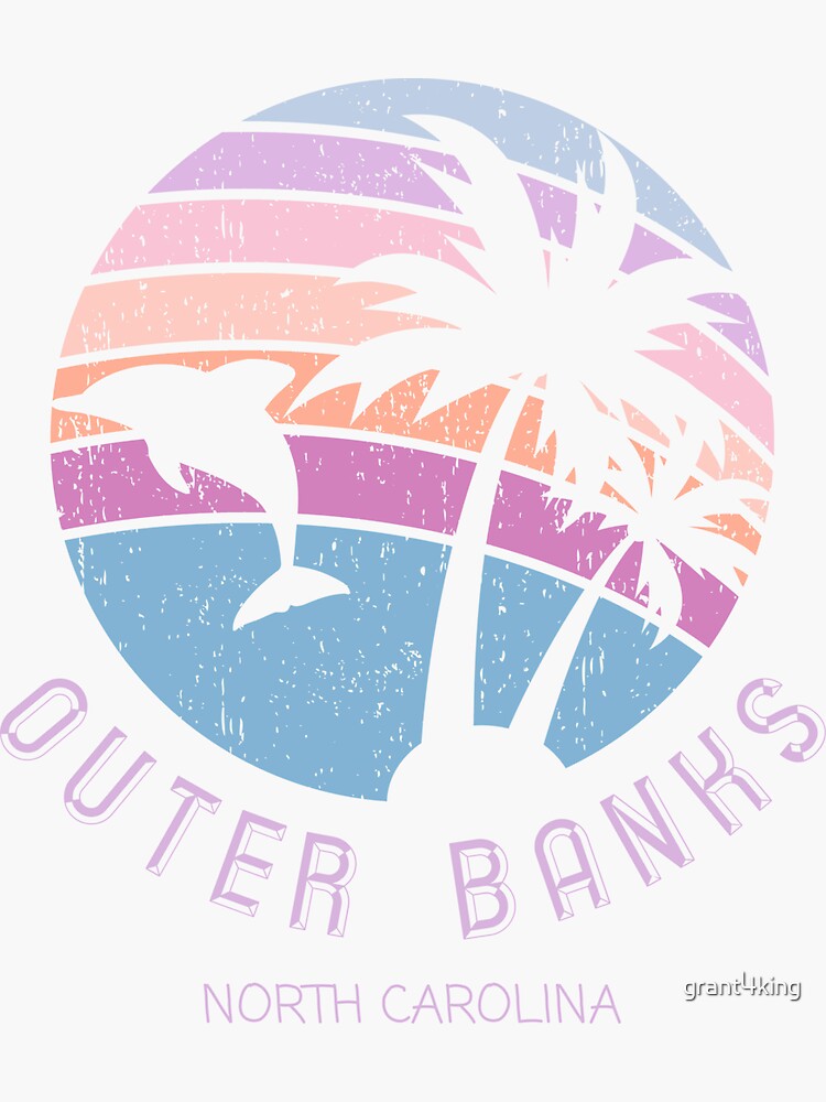 "OBX North Carolina Retro Beach Vacation Outer Banks Dolphin graphic ...
