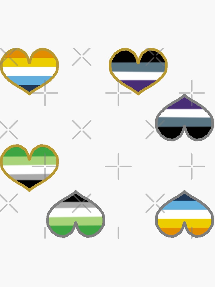 "Aroace Asexual Aromantic 2 Pride Hearts" Sticker by Roxzania | Redbubble