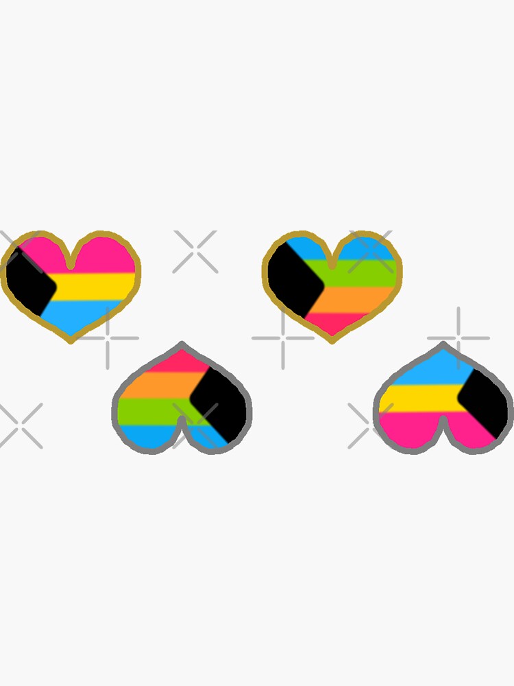 "Demi Panromantic + Pansexual Pride Hearts" Sticker by Roxzania | Redbubble