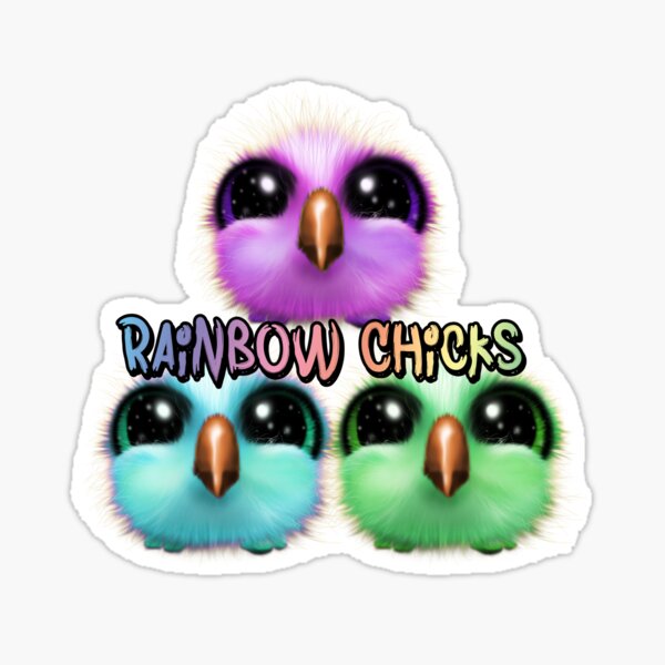 "Wide eyed, adorable, and colorful chicks: Rainbow Chicks" Sticker for ...
