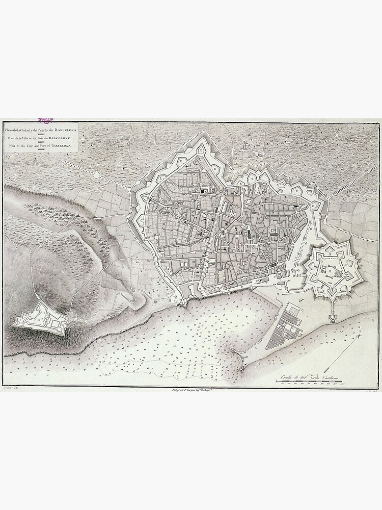 "Vintage Map of Barcelona Spain (1806)" Poster by BravuraMedia | Redbubble