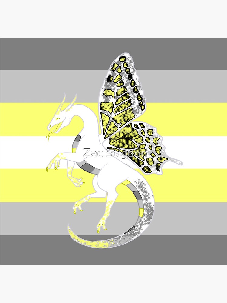 "Demigender Pride Fae Dragon With Flag" Sticker by stupidmasky | Redbubble