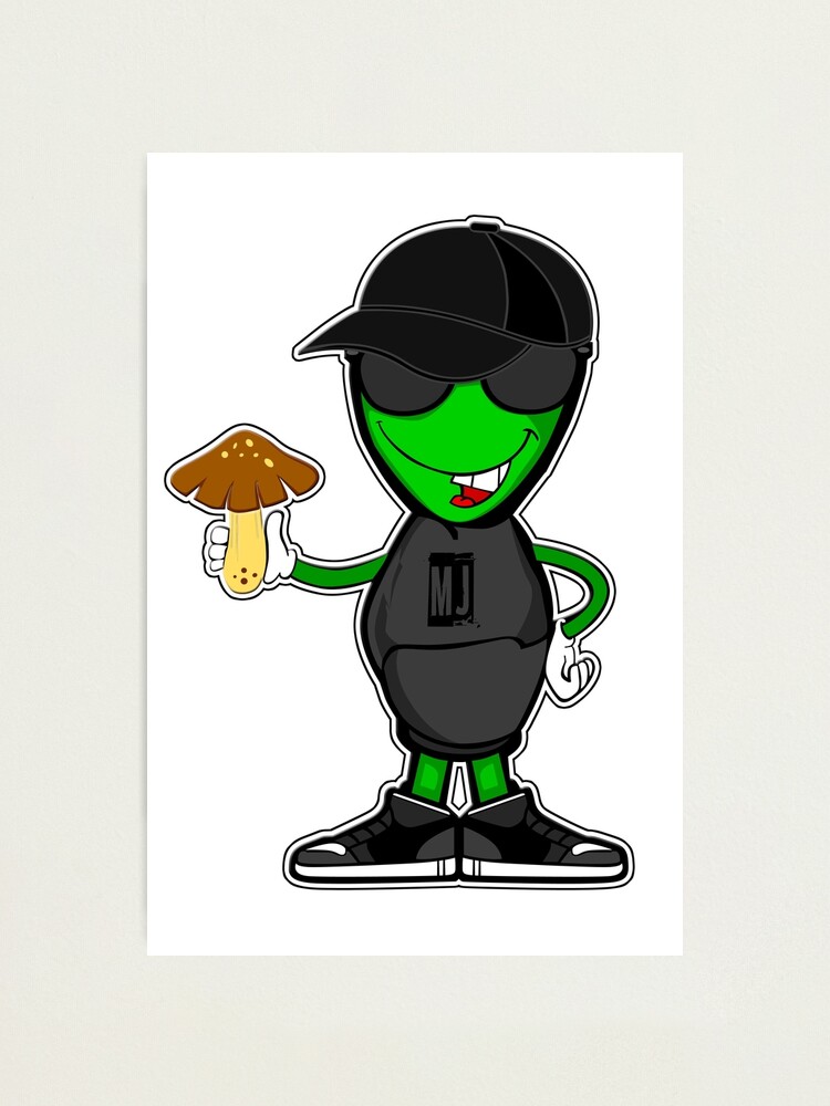 "Alien Cartoon - Outer Space Designs - Alien with Sunglasses Holding ...