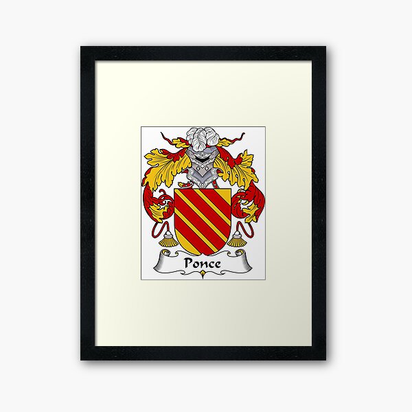 "Ponce Coat of Arms/ Ponce Family Crest" Framed Art Print by ...