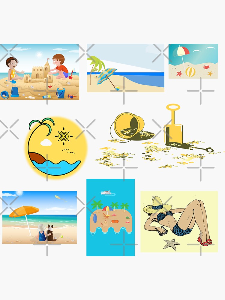 "Beach Sticker Pack" Sticker for Sale by hellonitish | Redbubble