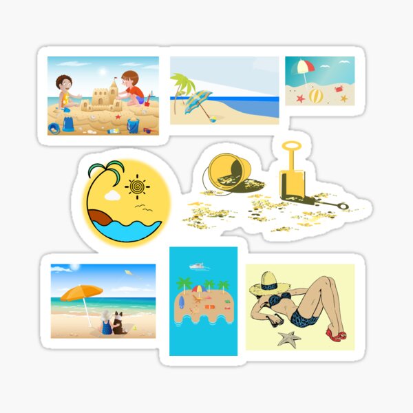 "Beach Sticker Pack" Sticker for Sale by hellonitish | Redbubble