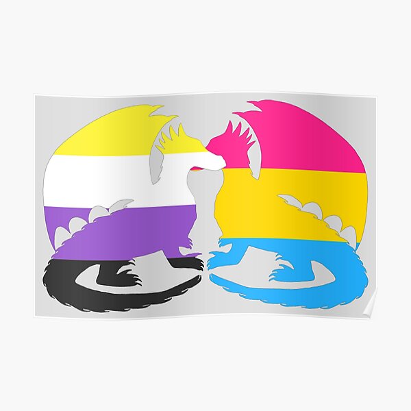 Nonbinary Pansexual Pride Dragons Poster By Shaneisadragon Redbubble