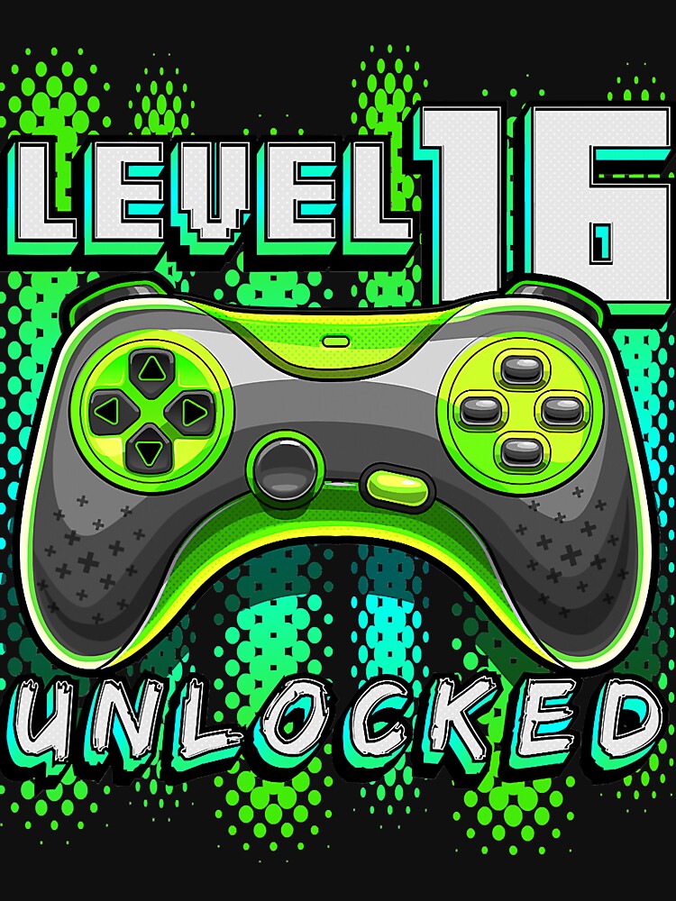 "Level 16 Unlocked Video Game 16th Birthday Gamer Boys" T-shirt for ...