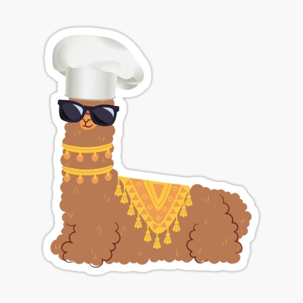"Llama Chef Wearing Sunglasses Llama Lovers" Sticker for Sale by ...