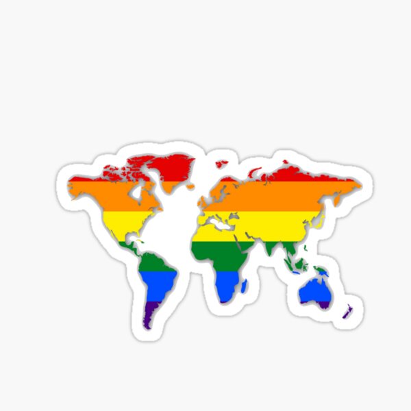 "World Map Shape Covered in Lgbt Rainbow Pride Flag" Sticker by ...