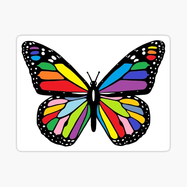 "RAINBOW BUTTERFLY" Sticker for Sale by LizzieDzigns | Redbubble